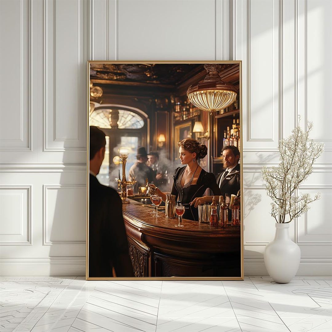 Elegant Vintage Bar Scene Poster, 1920s Cocktail Bar Artwork, Retro ...