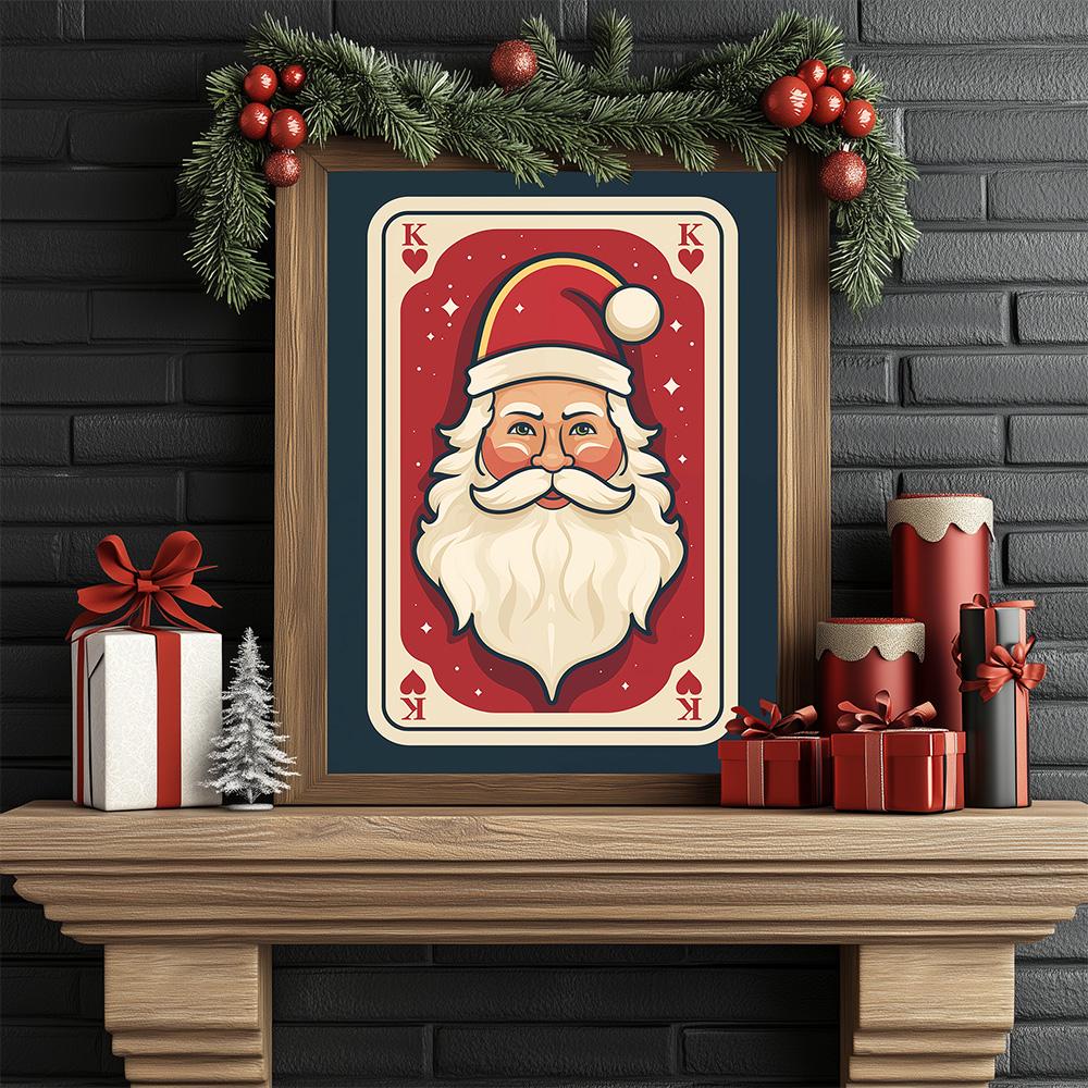 Santa Playing Card Poster Set, Christmas Ace and King Art Print ...