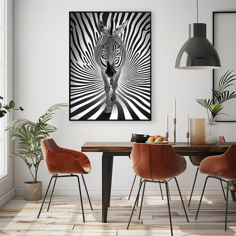 Optical Illusion Zebra Print: Black and White Animal Art (digital ...