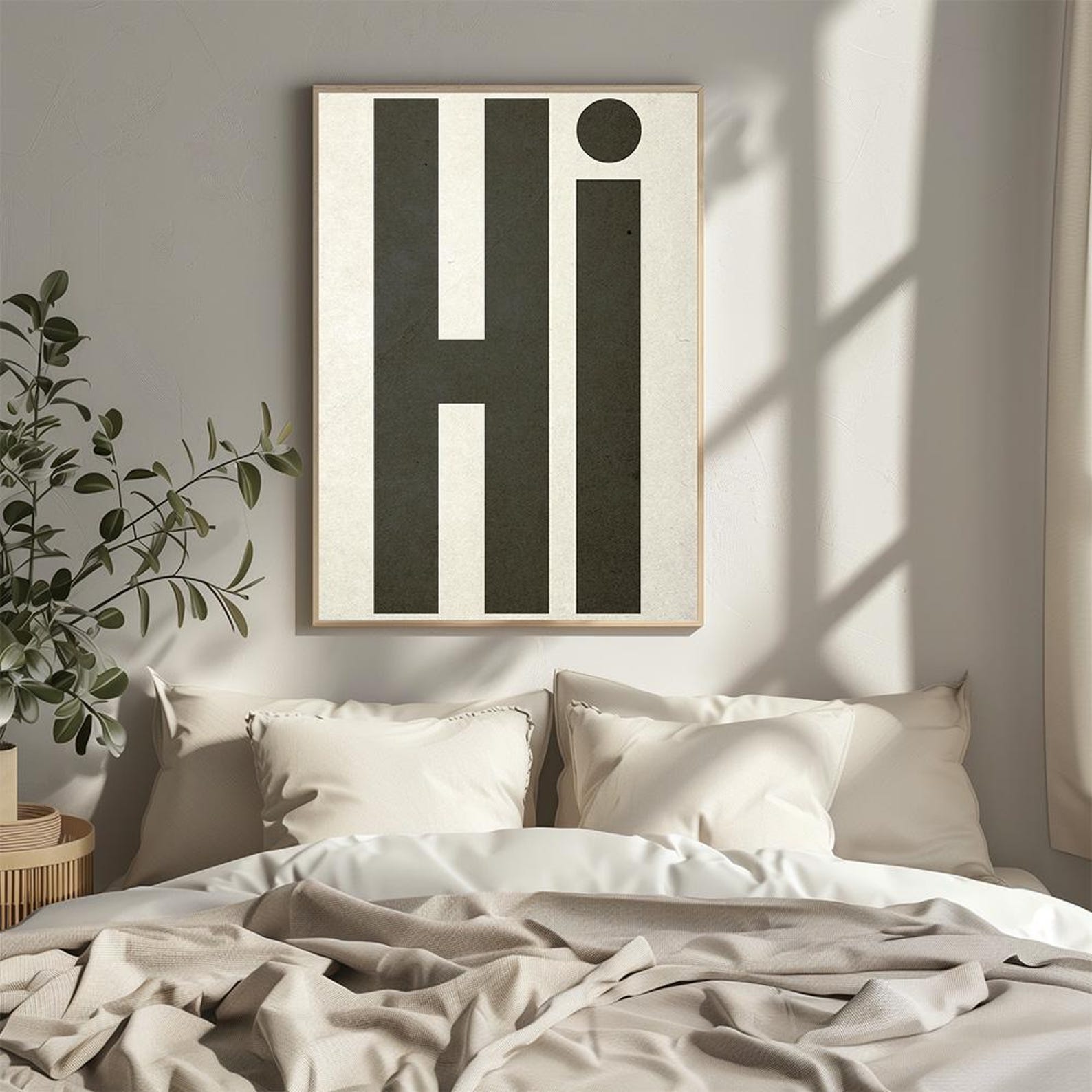 Hi Poster, Minimalist Typography Wall Print, Black and White Text ...