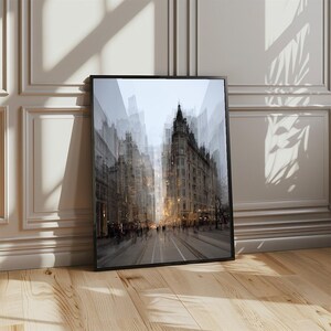 Abstract Cityscape Wall Art, Downtown City Architectural Poster ...
