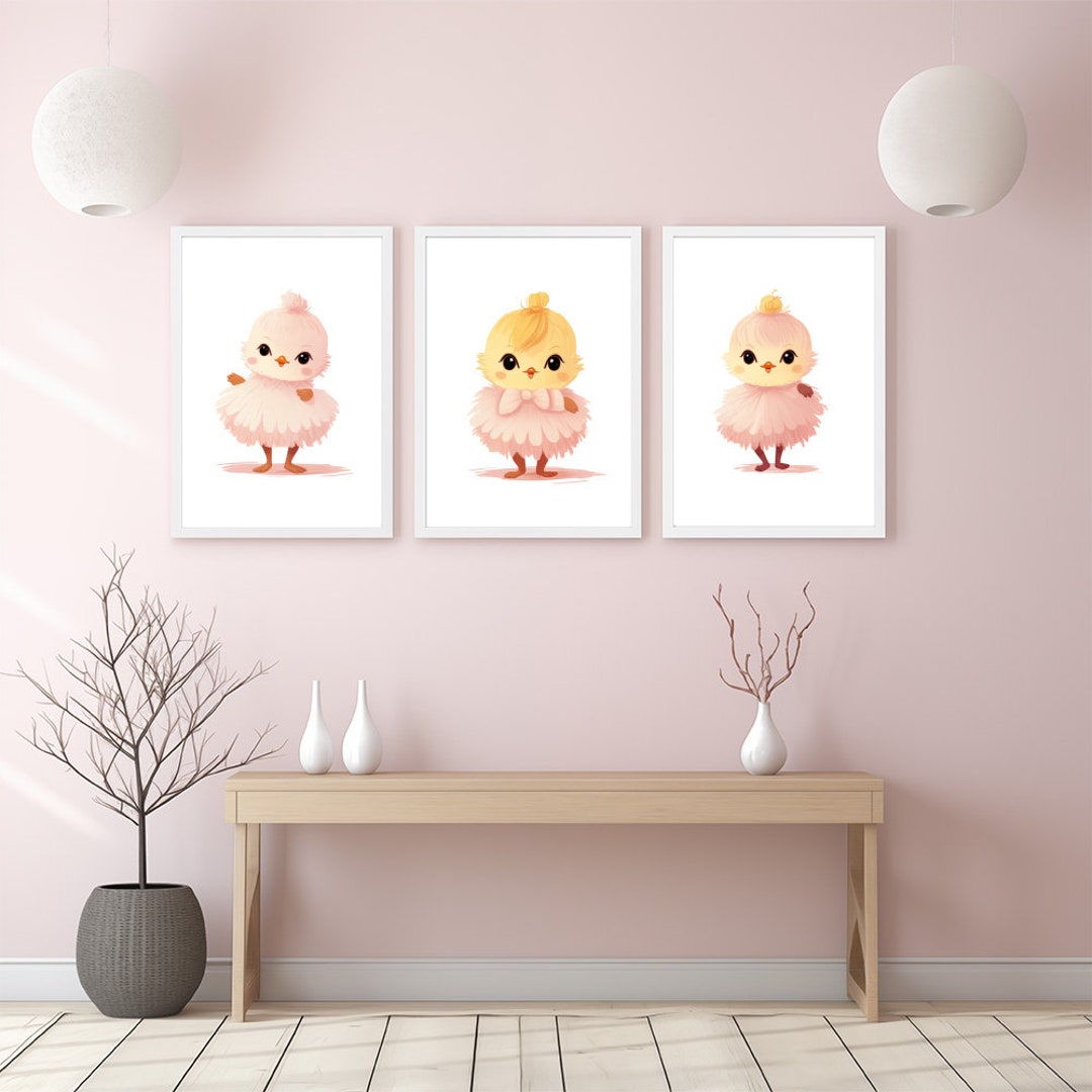 Set of 3 Ballerina Chicks Nursery Print, Gallery Set of 3 Chicks With ...
