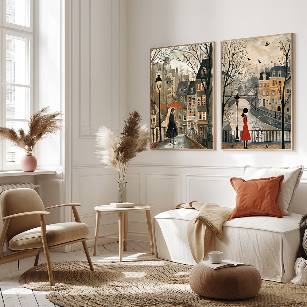 Cute Paris Illustrations Set of 3 Poster, Chic and Parisian Home Decor ...