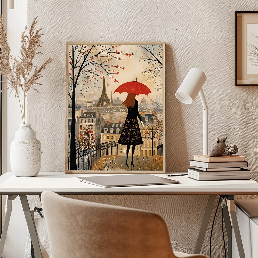 Cute Paris Illustrations Set of 3 Poster, Chic and Parisian Home Decor ...