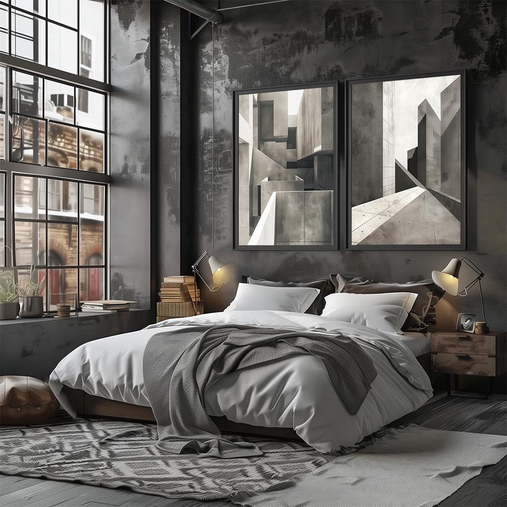 Brutalist Architecture Poster Set, Black and White Urban Concrete ...
