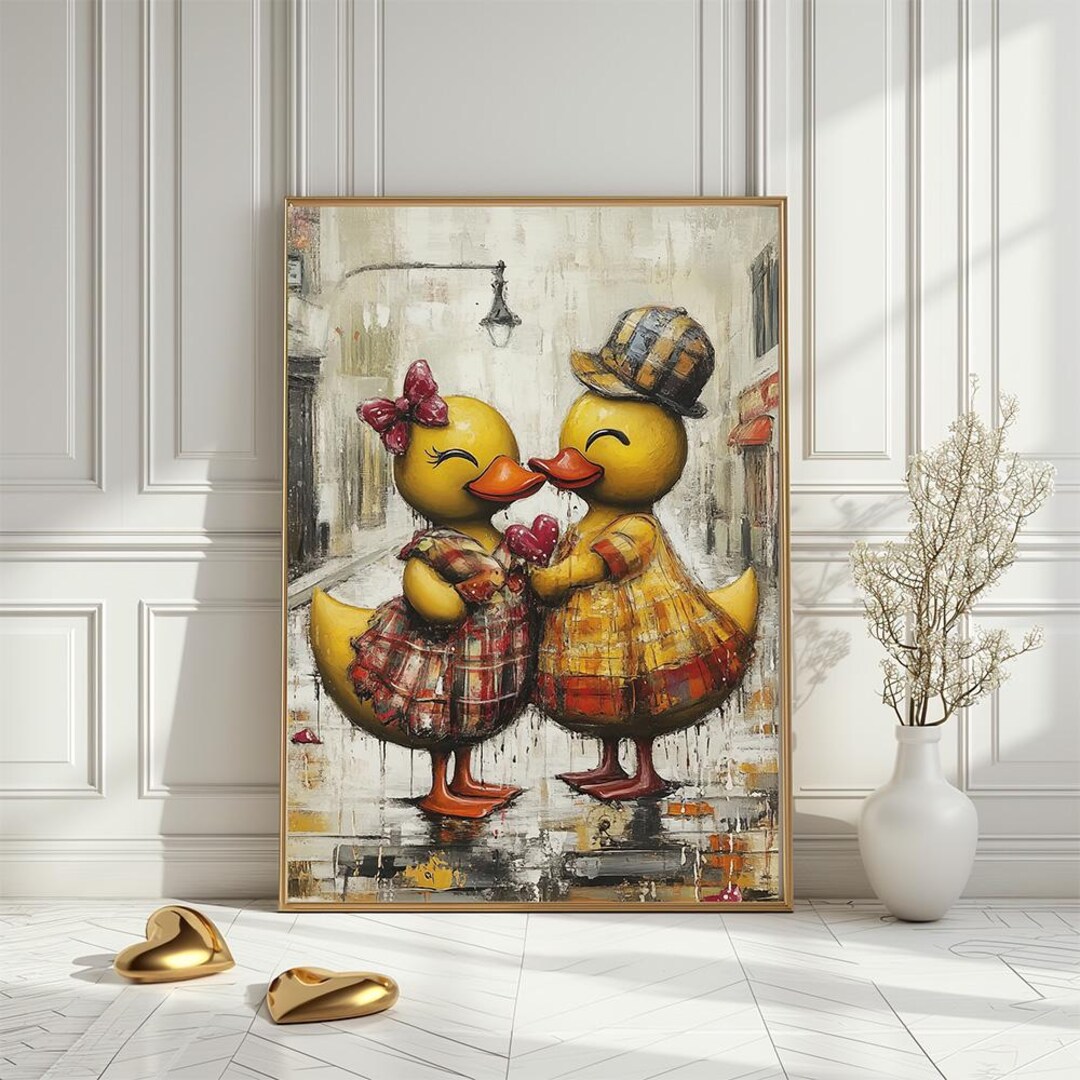 Romantic Duck Couple in City Wall Art, Funny Valentines Day Card, Gift ...