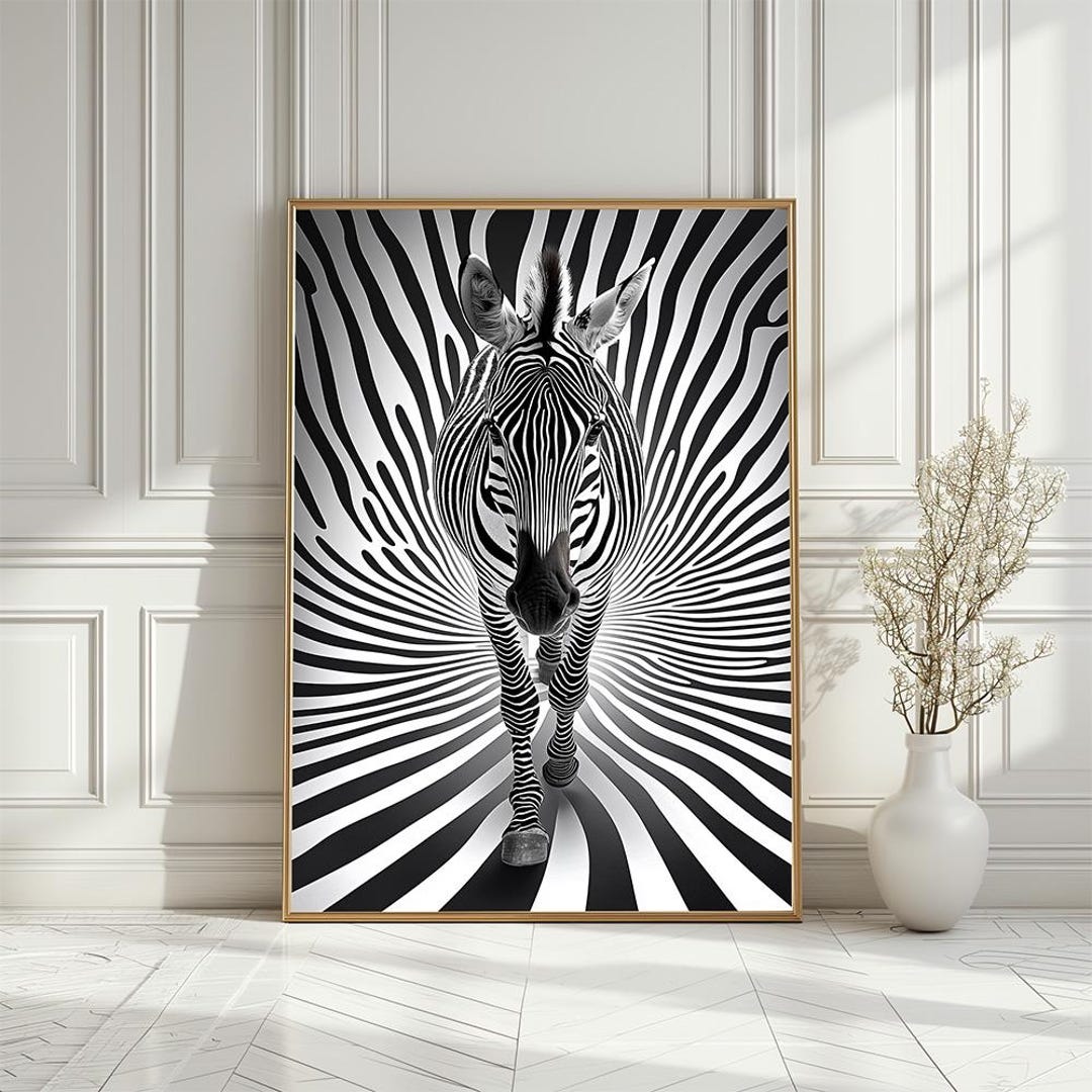 Optical Illusion Zebra Print: Black and White Animal Art (digital ...
