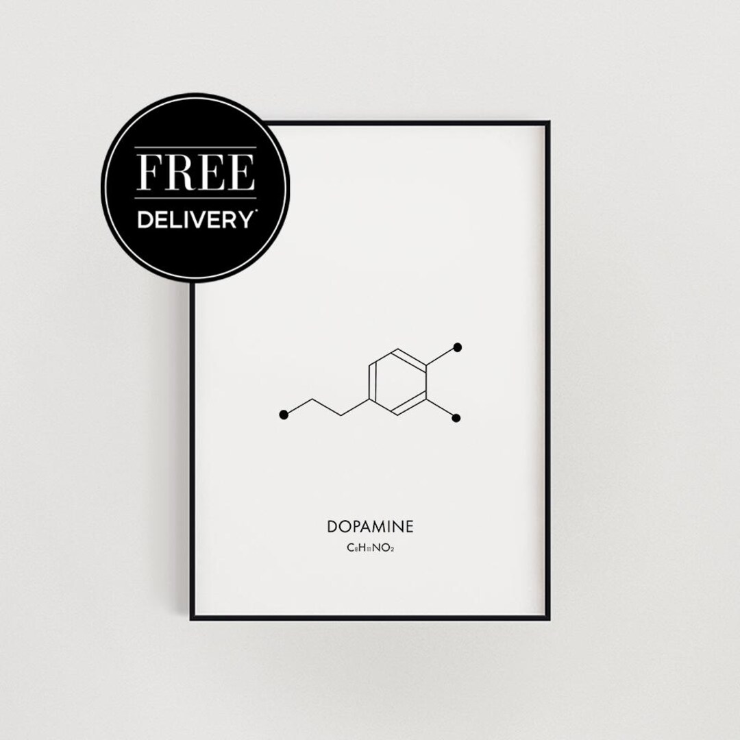 Dopamine Print Wall Art - Dopamine Molecule Print / Dopamine Molecule ...