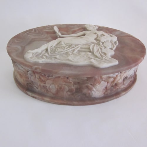 Vintage 1974 Incolay Stone Rose Trinket Box - Etsy