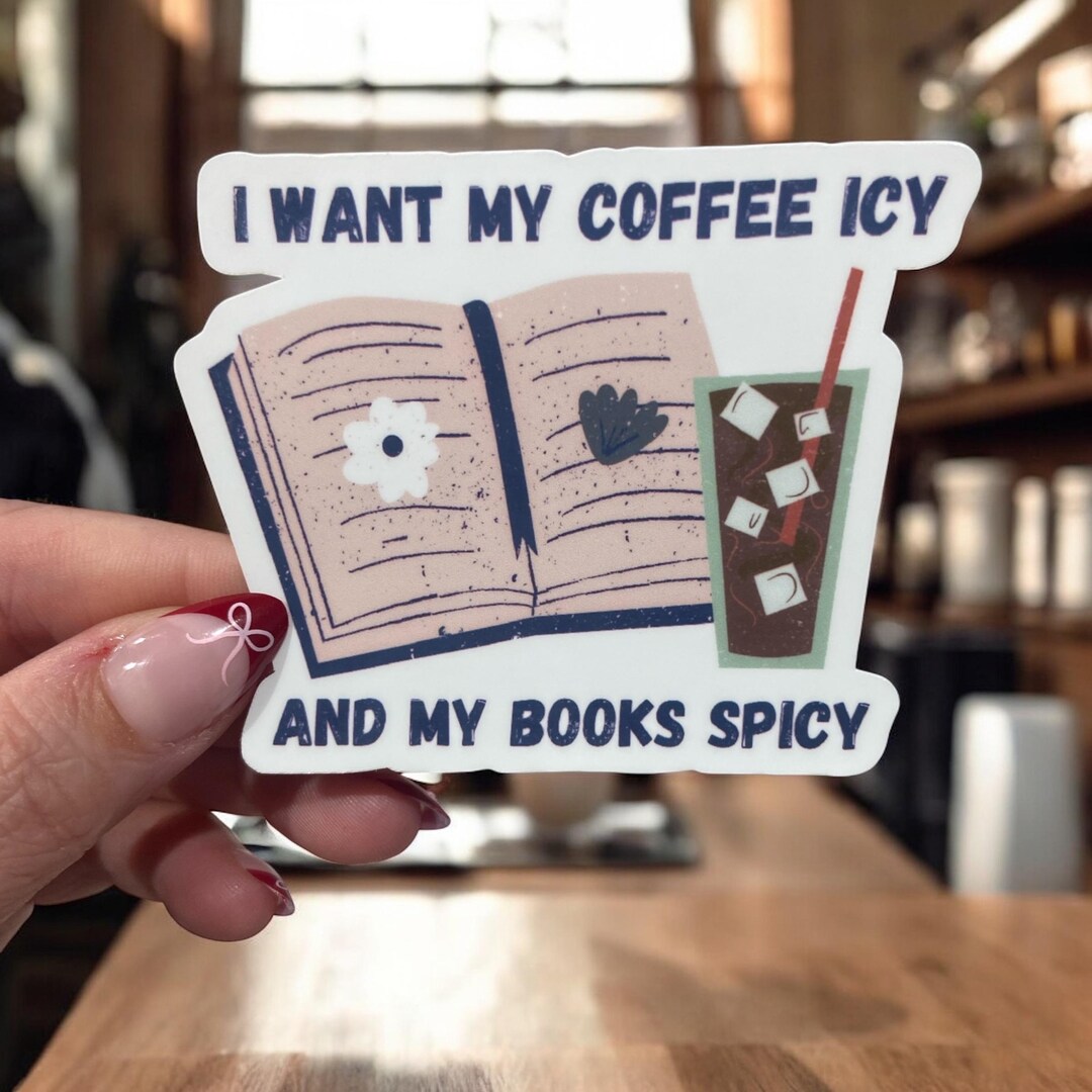 Iced Coffee & Spicy Book Sticker: Waterproof Vinyl Reader Laptop Decal ...