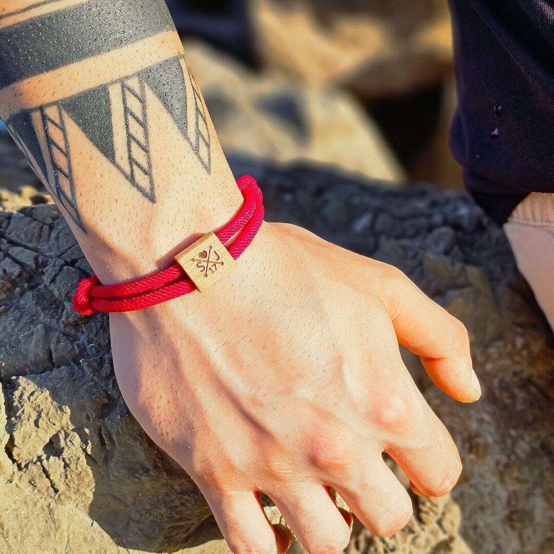 Personalized Engraved Bracelet | Milano Rope With Wooden Charm - Etsy