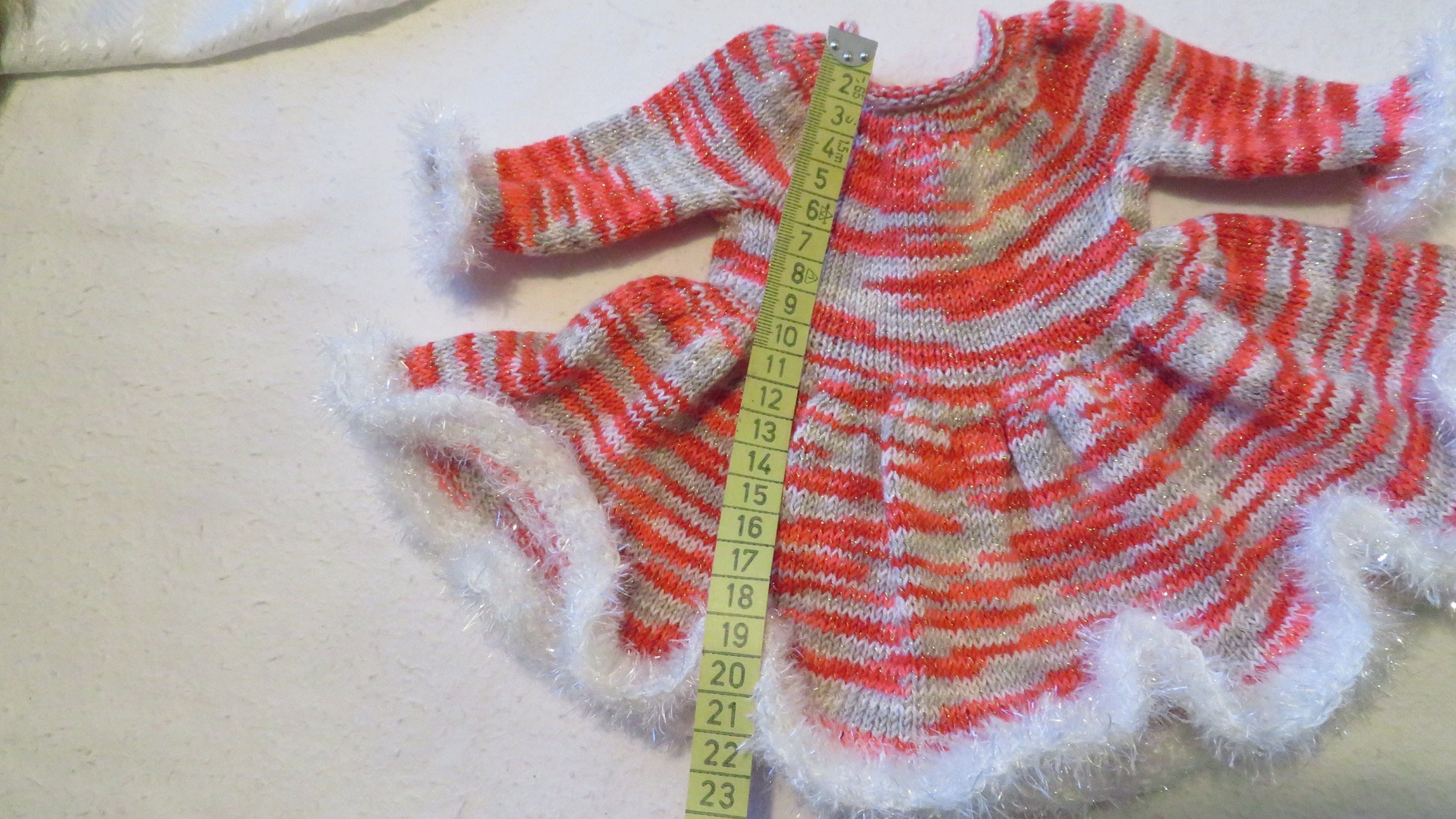 Doll Clothes Winter Dress Ice Princess Red White Glitter Trim for 14 ...