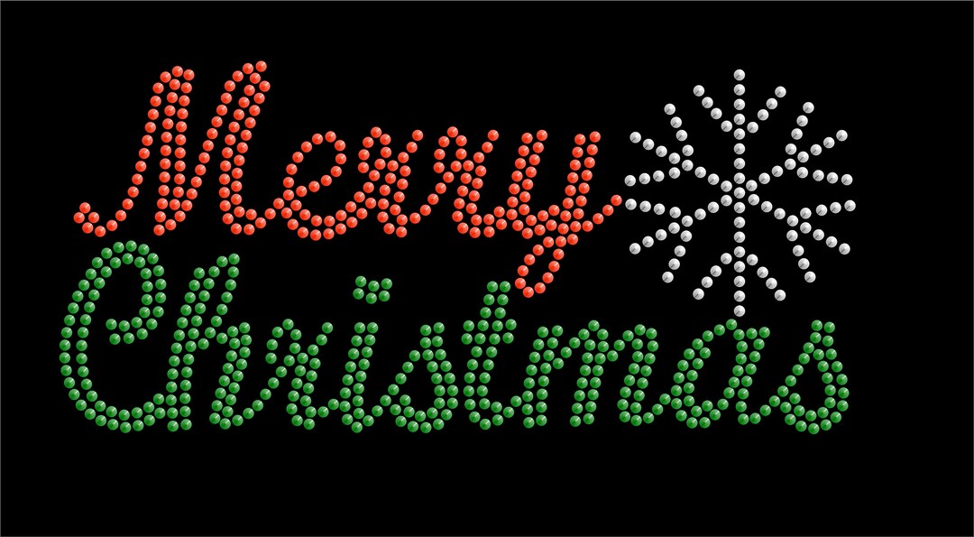 Merry Christmas Tree Holiday Rhinestone Design Hotfix Motif DIY Bling ...