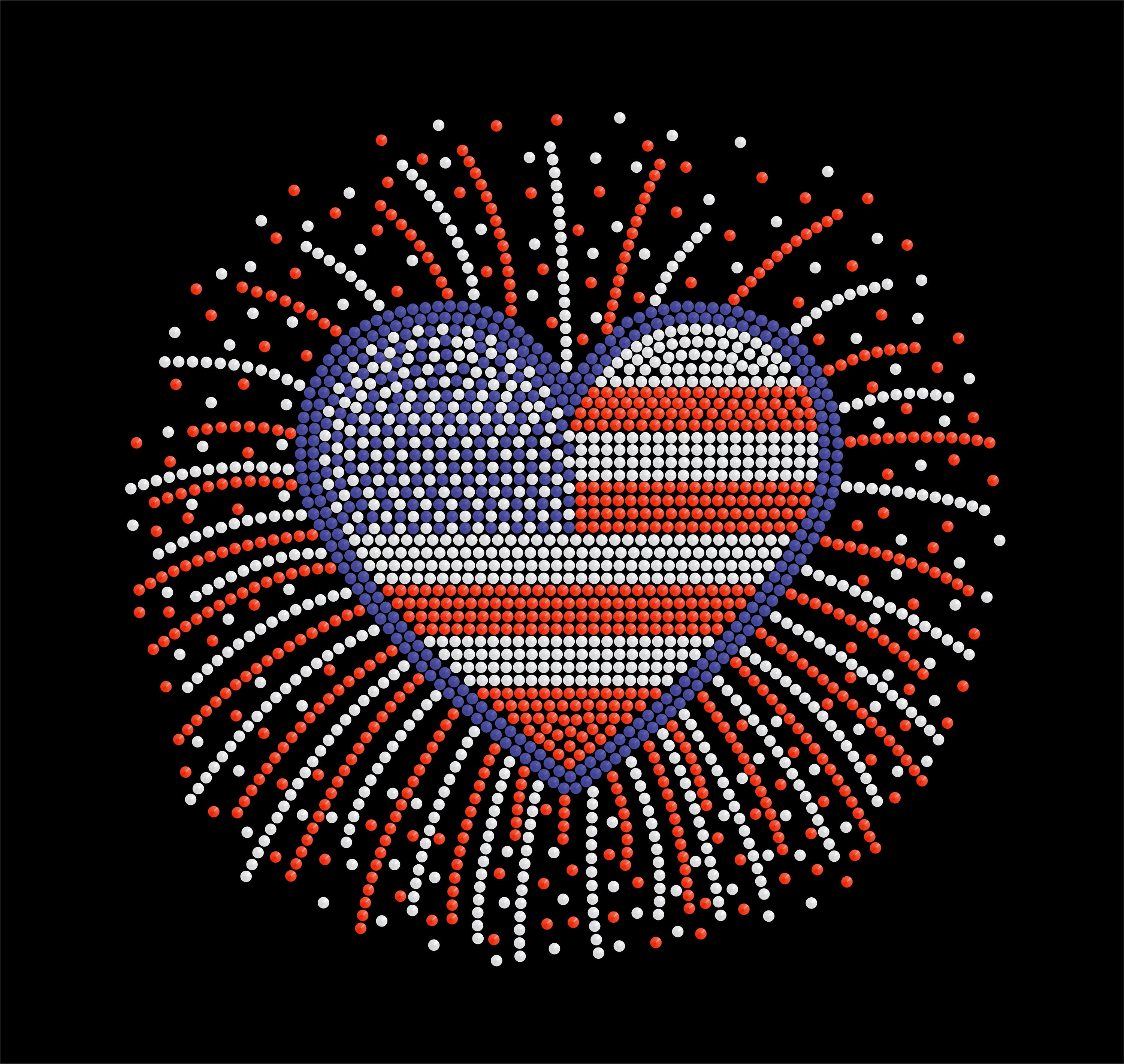 American Flag Heart Fireworks Patriotic Rhinestone Design Hotfix Motif ...