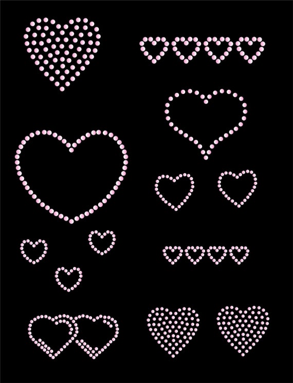 Hearts Big and Small Rhinestone Design Hotfix Motif DIY Bling - Etsy