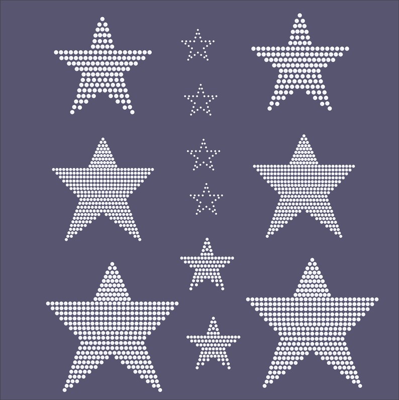 Stars Big and Small Assorted Sizes Any Color Rhinestone Design Hotfix ...