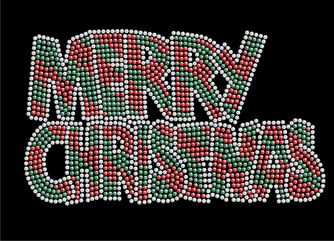 Zebra Pattern Merry Christmas Holiday Rhinestone Design, Hotfix Motif ...