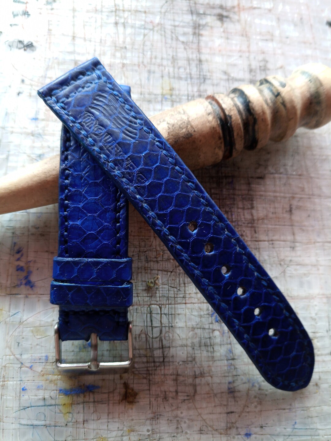 20, 22 or 24 Mm Snakeskin Watch Strap Handmade Leather Strap "molberg ...