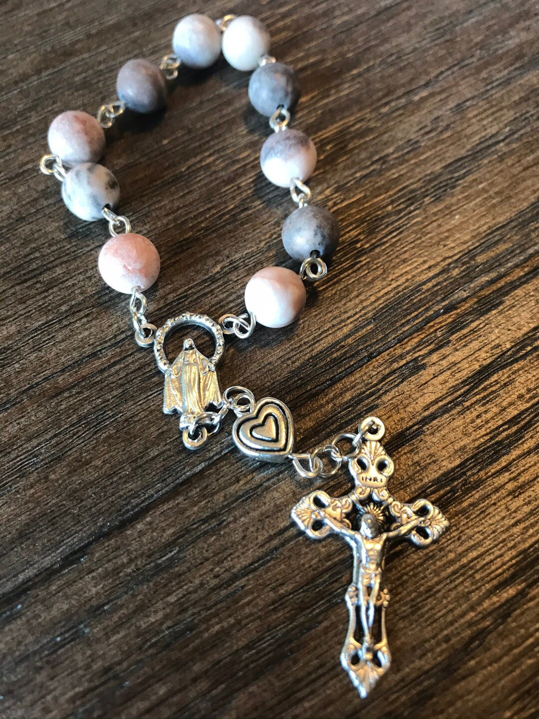 Pink Zebra Single Decade Catholic Pocket Rosary Catholic Gift - Etsy