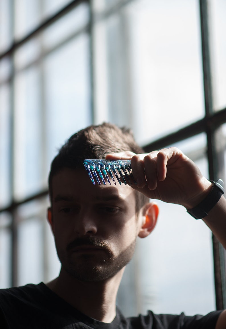 Hair Comb in Blue Sky is Made of Cellulose Acetate Eco | Etsy