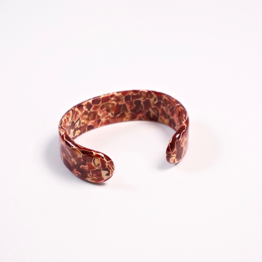 Berry Acetate Bracelet, Modern Red Gold Cuff, Sustainable Jewelry - Etsy