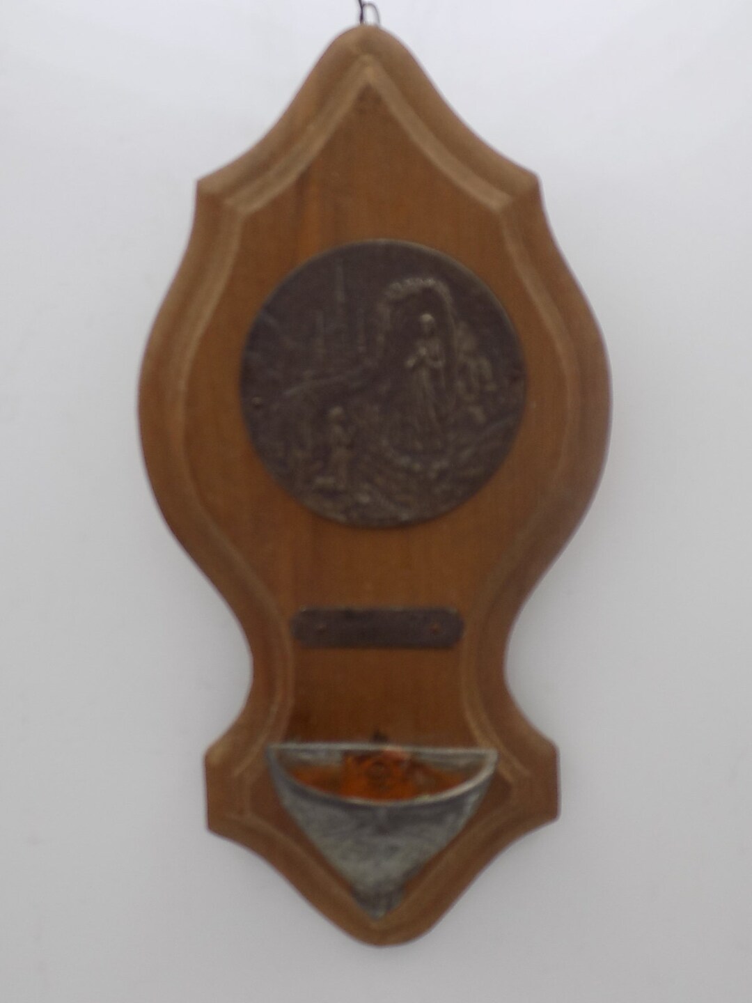 Wooden and Bronze Holy Water Font, Vintage Holy Water Font, Home Holy ...