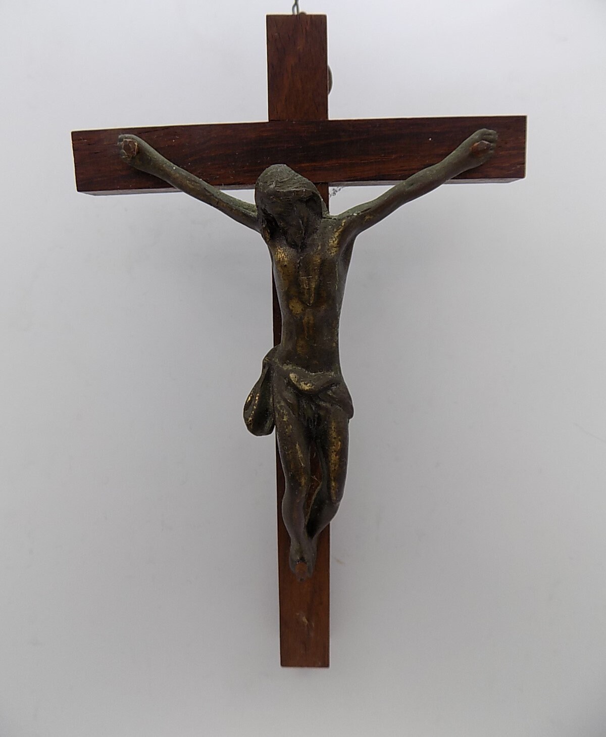 Wood Cross and Bronze Cross Jésus Christ, Gift Idea, Vintage Item ...