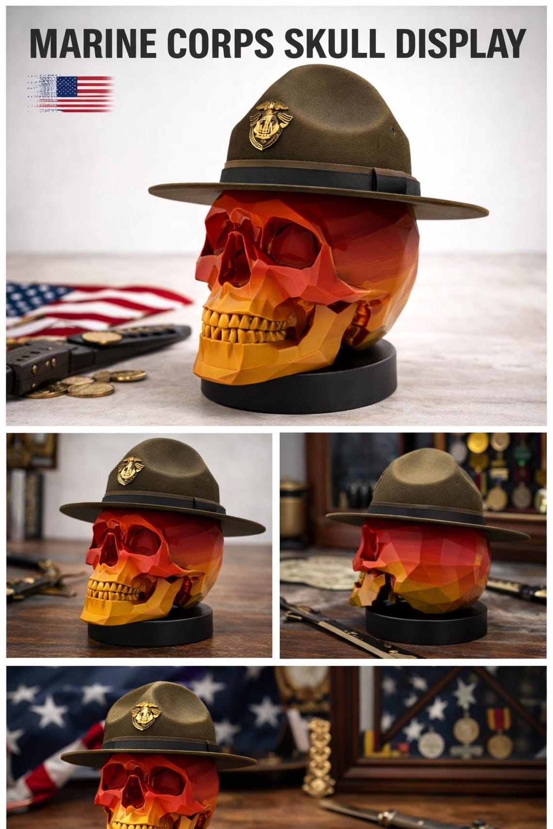 3D Printed Military Beret Skull Display | Tactical Hat Holder - Etsy