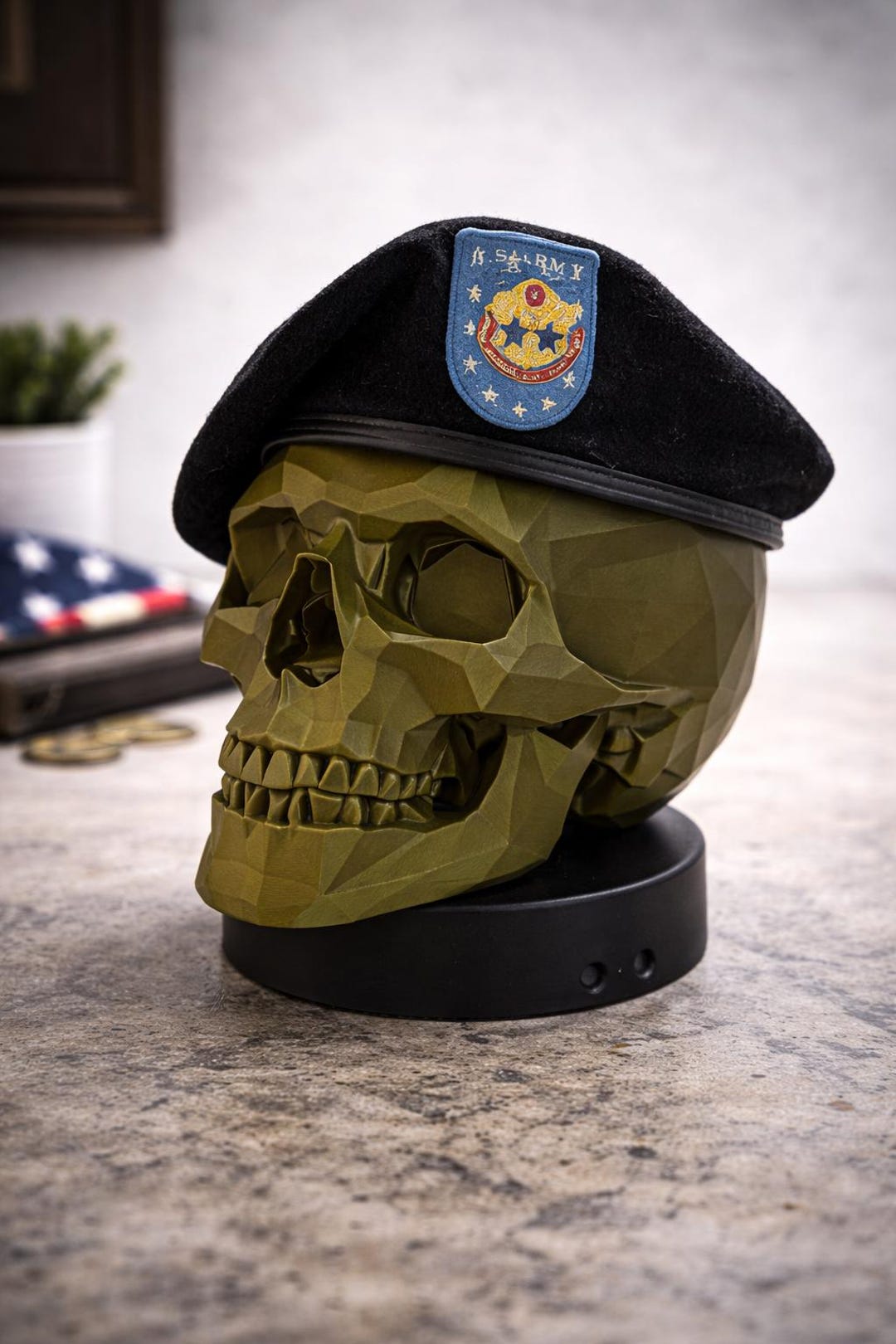 3D Printed Military Beret Skull Display | Tactical Hat Holder - Etsy