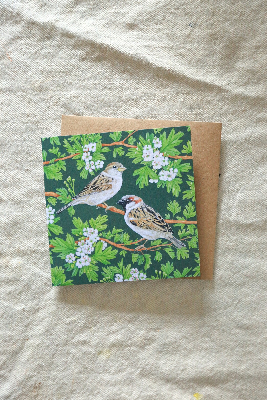 Sparrows and Hawthorn Greetings Cards - Etsy