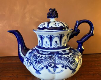 Vintage Blue and White Floral Hand Painted for Bombay Company Covered ...