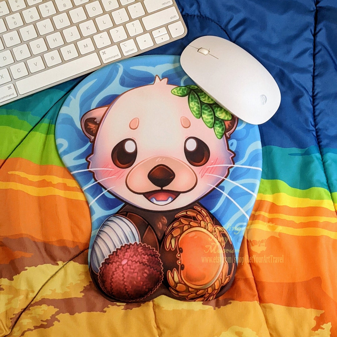 Otter Swimming 3D Mousepad Ergonomic Wrist Rest Furry Desk Gamer ...