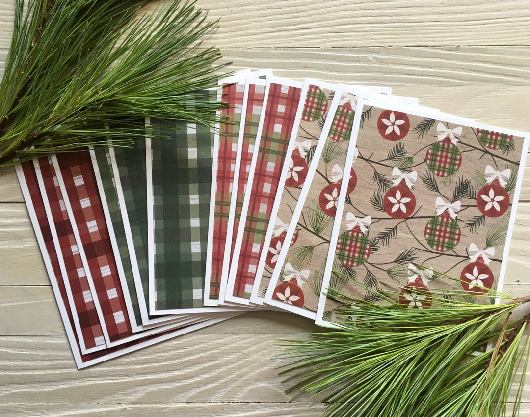 Winter Plaids Note Cards/set of 12, Budget EZ, Blank Inside, Christmas ...