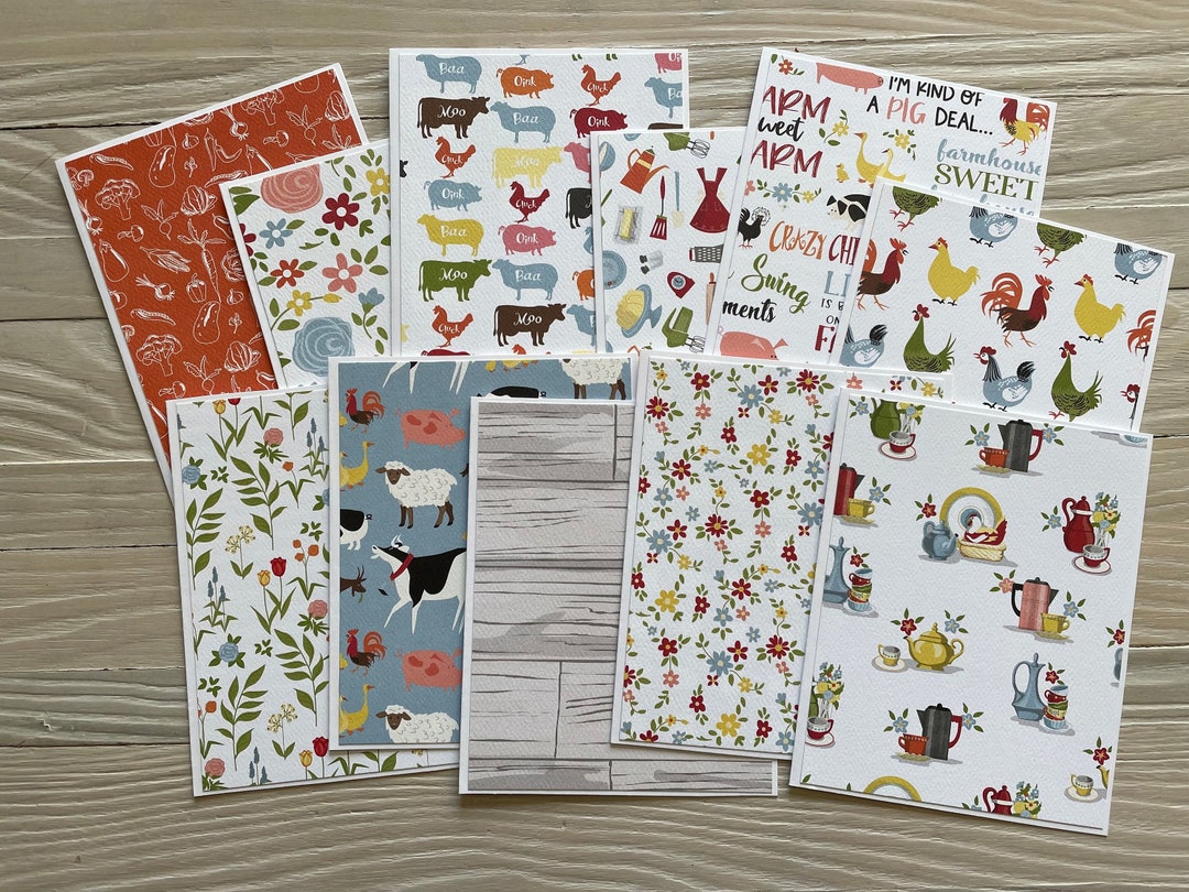 Farmhouse Note Cards: Farm Animal & Floral Designs, Set of 11 - Etsy