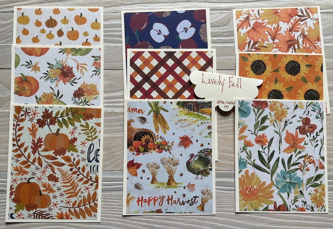 Fall Note Card Set: Autumn Designs, Blank Inside (set of 9) - Etsy