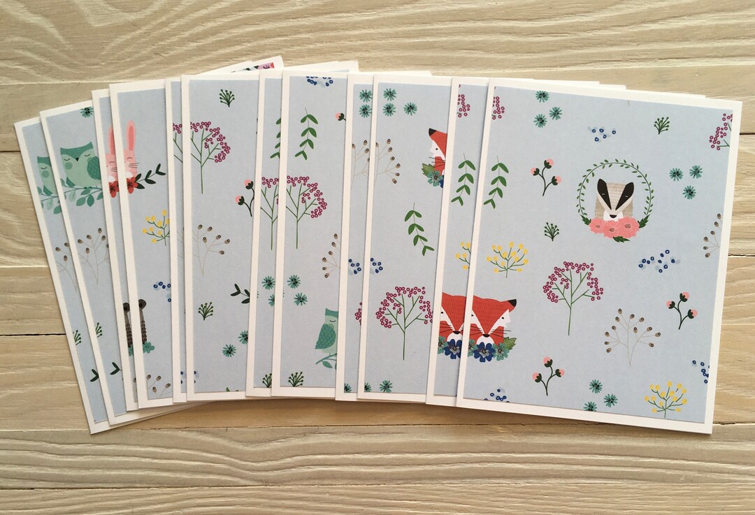L'il Critters 'n Flowers Note Cards rabbit Bear Fox - Etsy