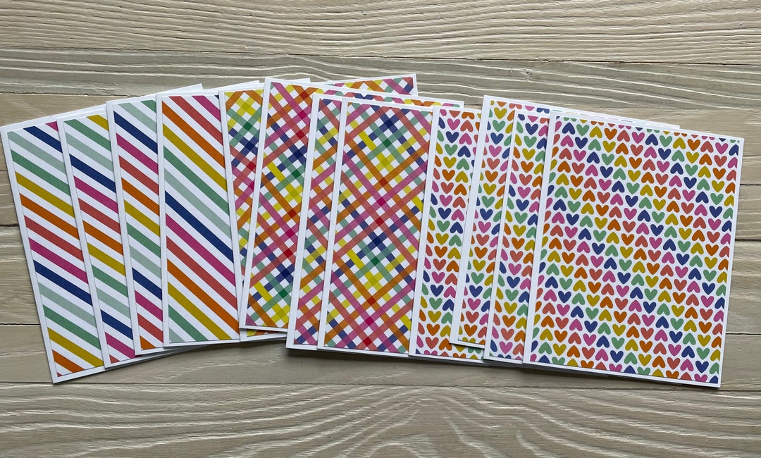 Rainbow Hearts, Stripes and Plaid Note Cards/set of 12, Budget EZ ...