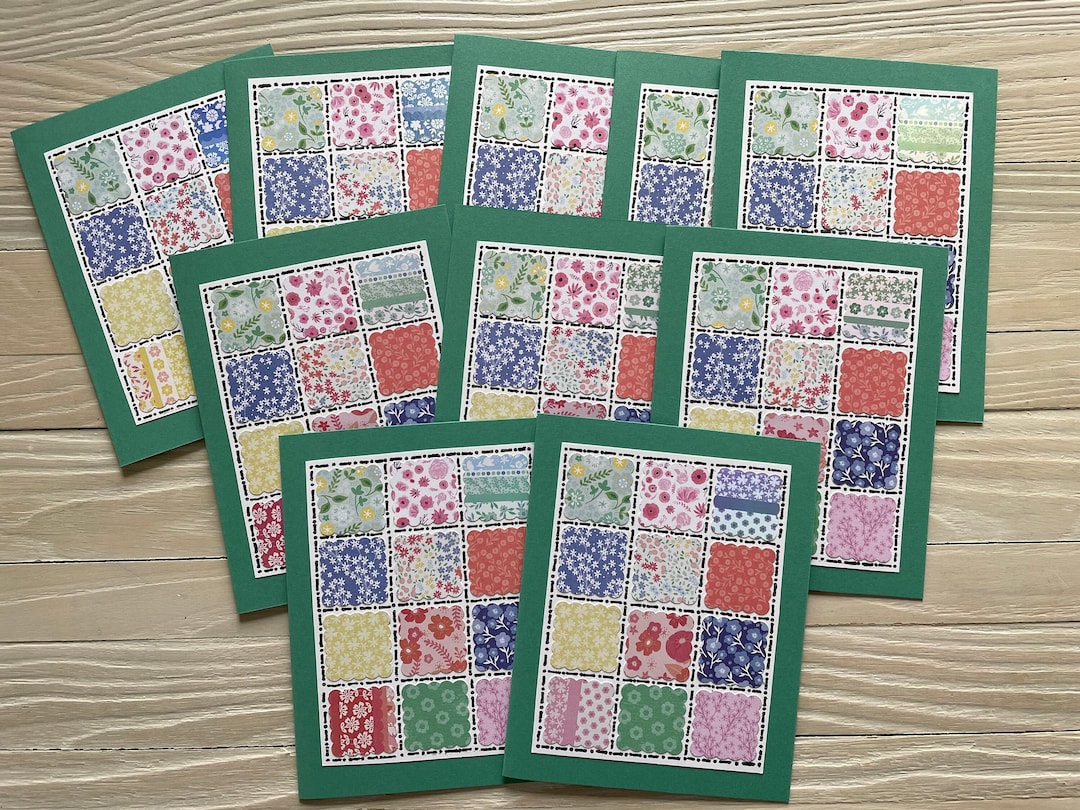 Patchwork Quilt - Petite Flowers Note Cards/set of 10, Blank Inside - Etsy