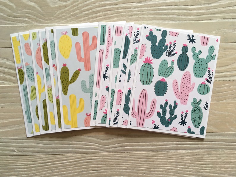 Cactus Note Cards/set of 12 Budget EZ Blank Inside All - Etsy