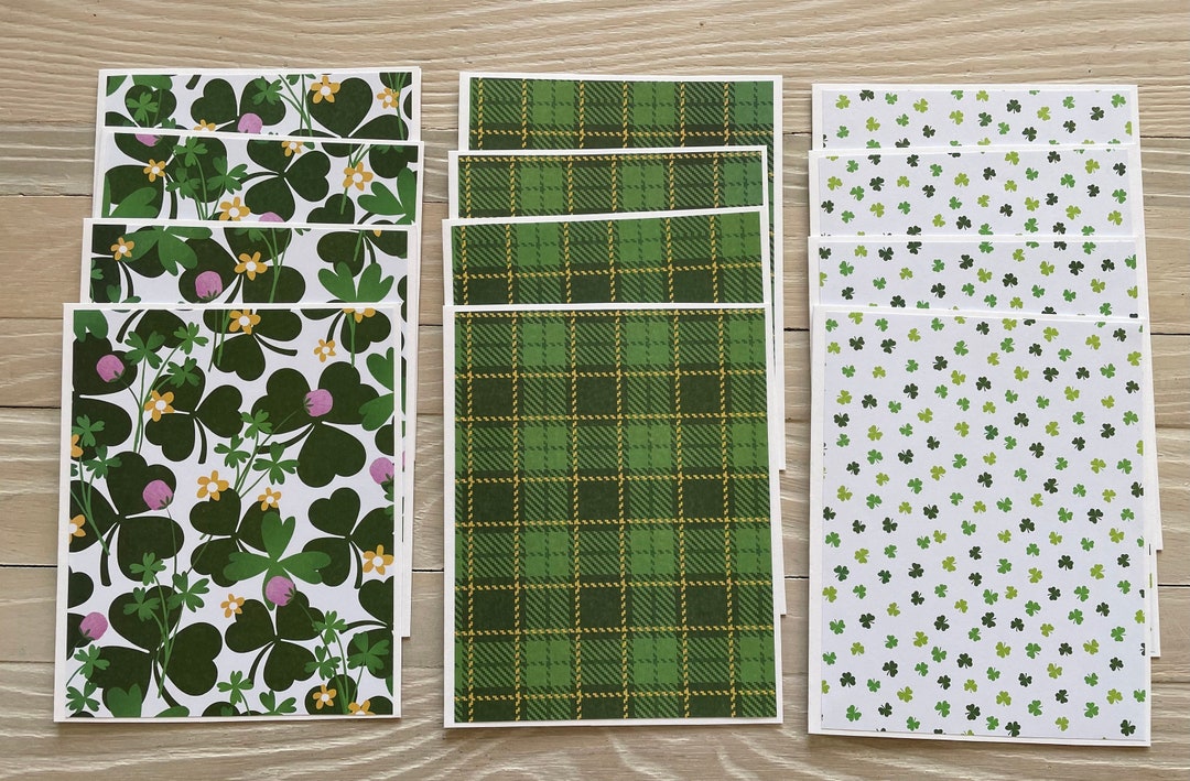 Shamrocks and Plaid Note Cards/set of 12 Cards and Envelopes, Budget EZ ...