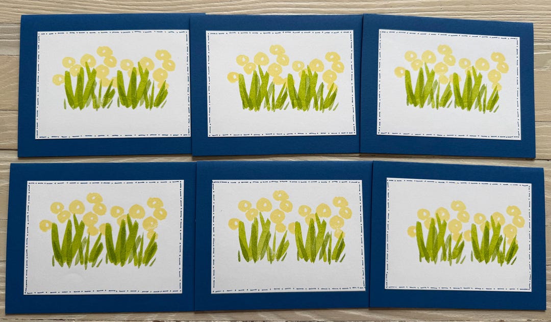 Abstract Impressions - Yellow Note Cards With Envelopes, Hand Stamped ...