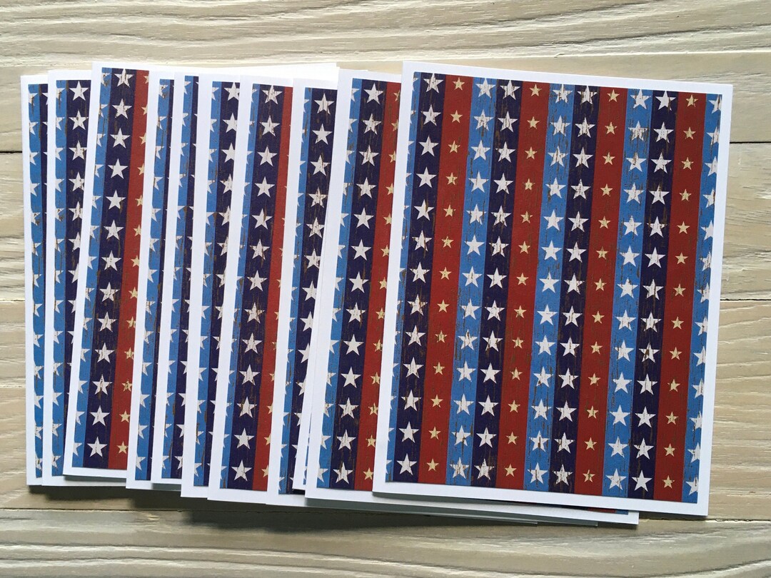 Stars on Stripes Note Cards/set of 12, Budget EZ, Blank Inside - Etsy