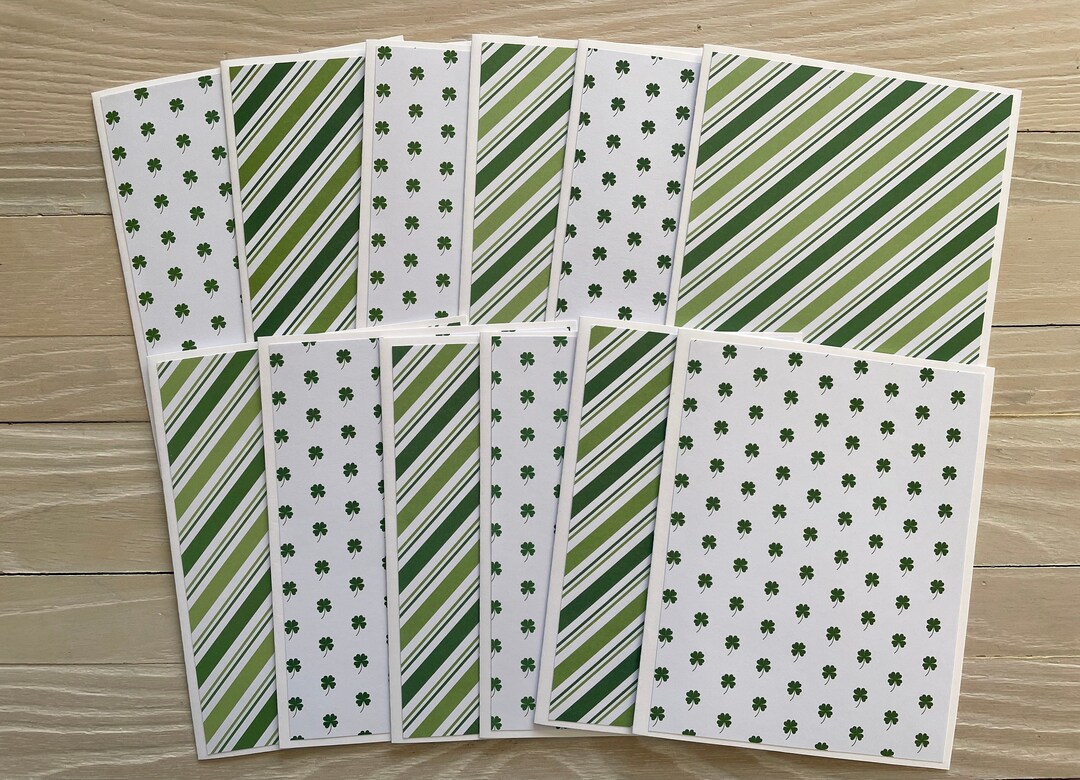 Shamrocks and Stripes Note Cards/set of 12, Budget EZ, Blank Inside - Etsy