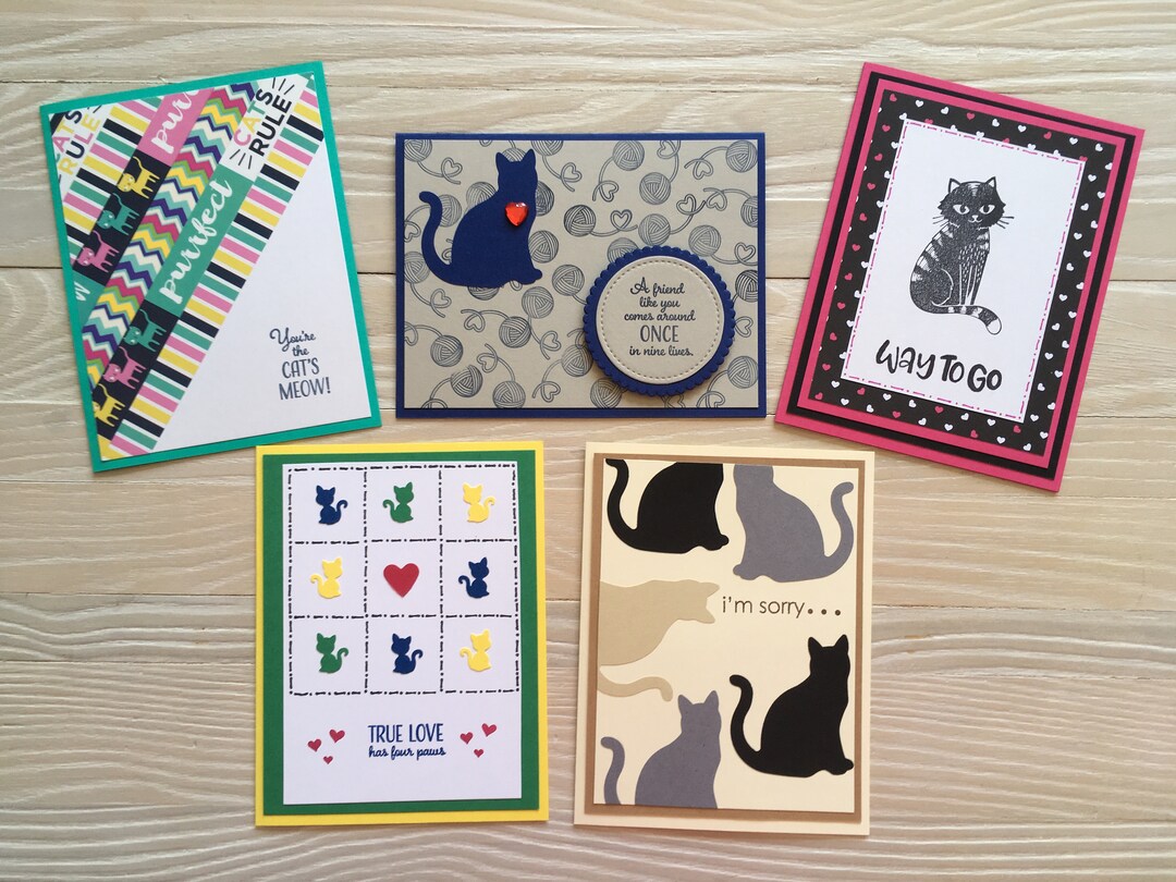 Cat Lovers Variety Bundle, Cat Cards, Loss of Cat, Cat Themed Cards ...