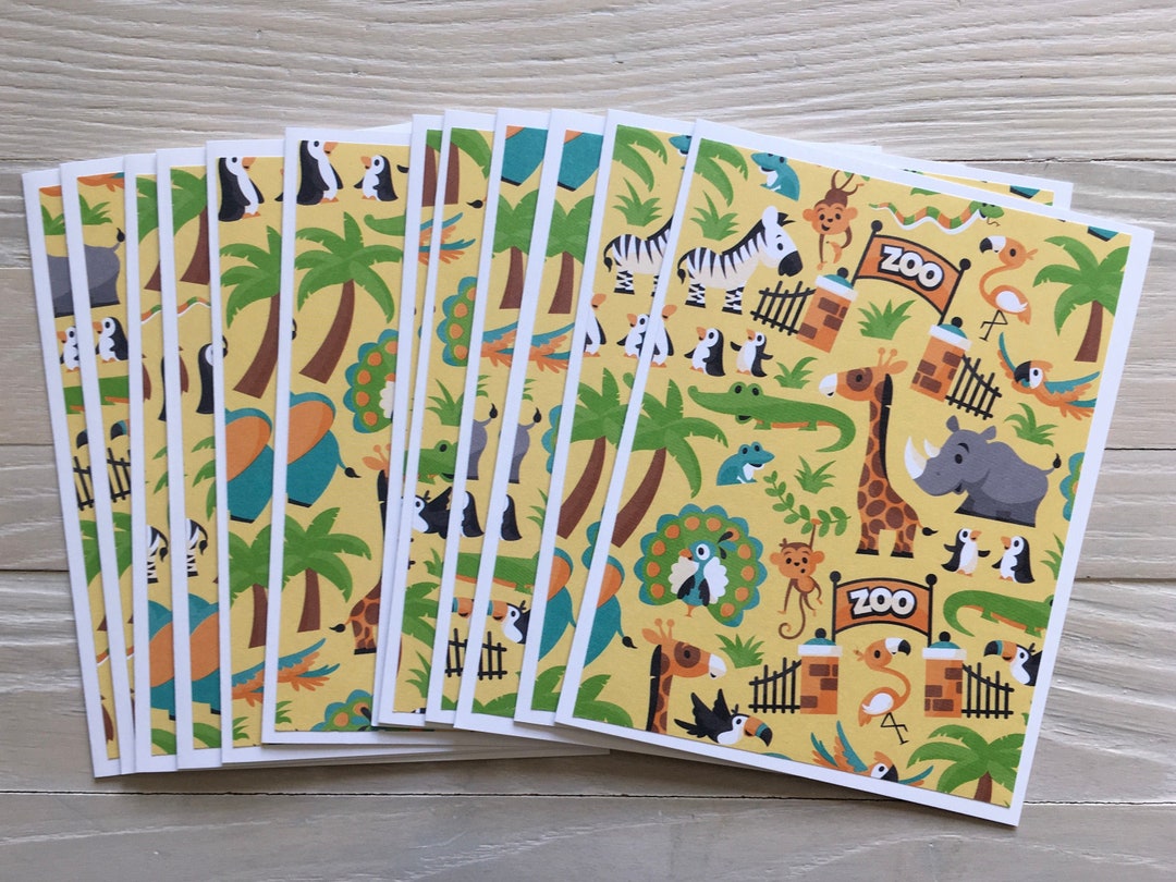 Zoo Note Cards/set of 12, Budget EZ, Blank Inside, All Occasion - Etsy