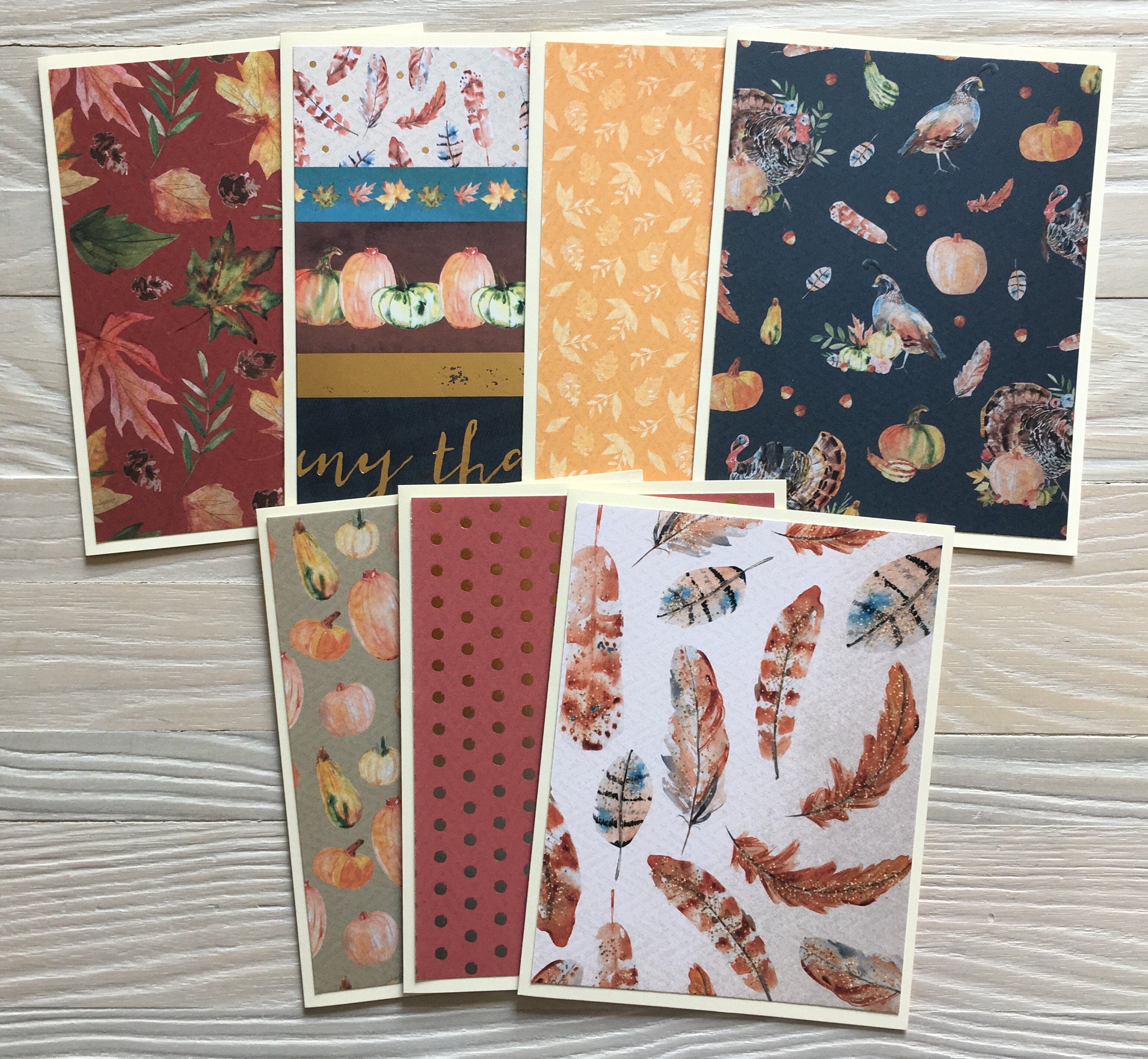 Thanksgiving 2 note cards/set of 14 budget EZ blank | Etsy