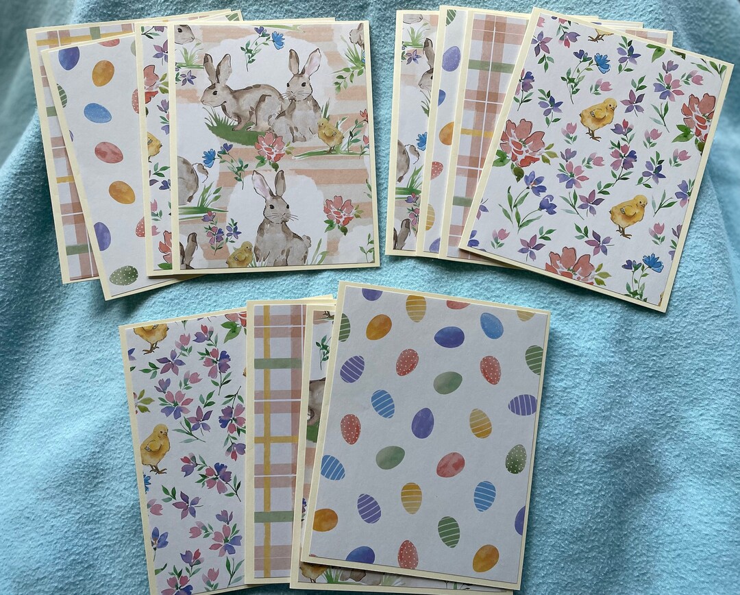 Easter Bunnies and Chicks Note Cards/set of 12, Budget EZ, Blank Inside ...