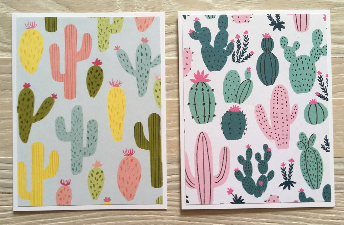 Cactus Note Cards/set of 12 Budget EZ Blank Inside All - Etsy