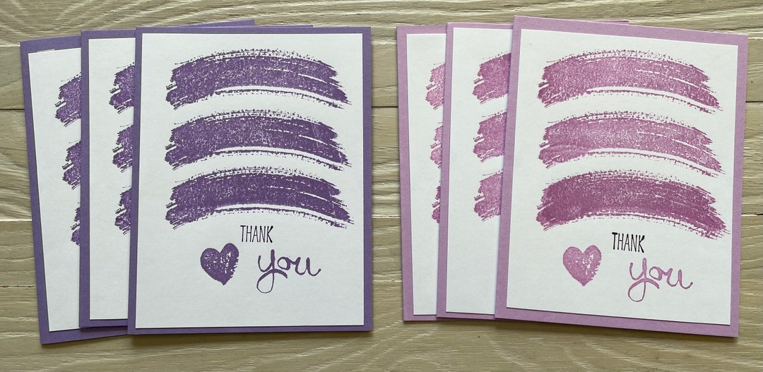 Heart and Swipe Thank You Note Cards, Set of 6 With Envelopes, 3 Each ...