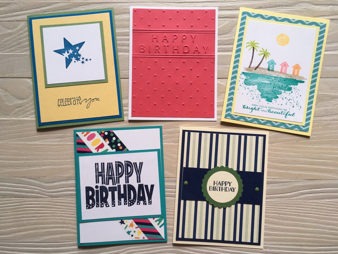 Gender Neutral Birthday Card Bundle, Set of 5 Cards and Envelopes ...